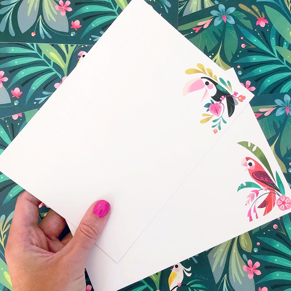 Tropical Greetings Flat Notecards - Set of 12 - Etsy Canada