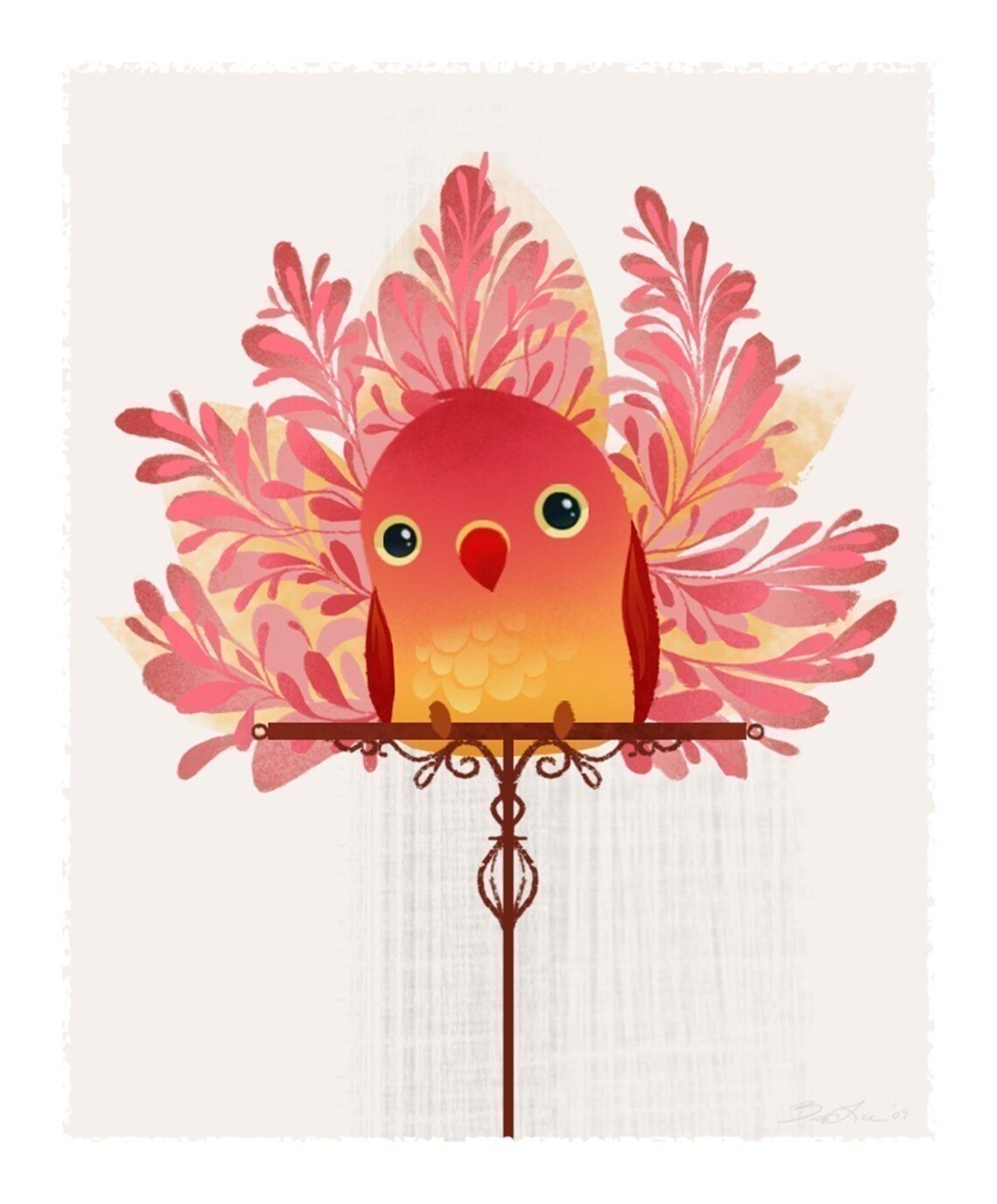 Red Birdie Mini Print - Etsy