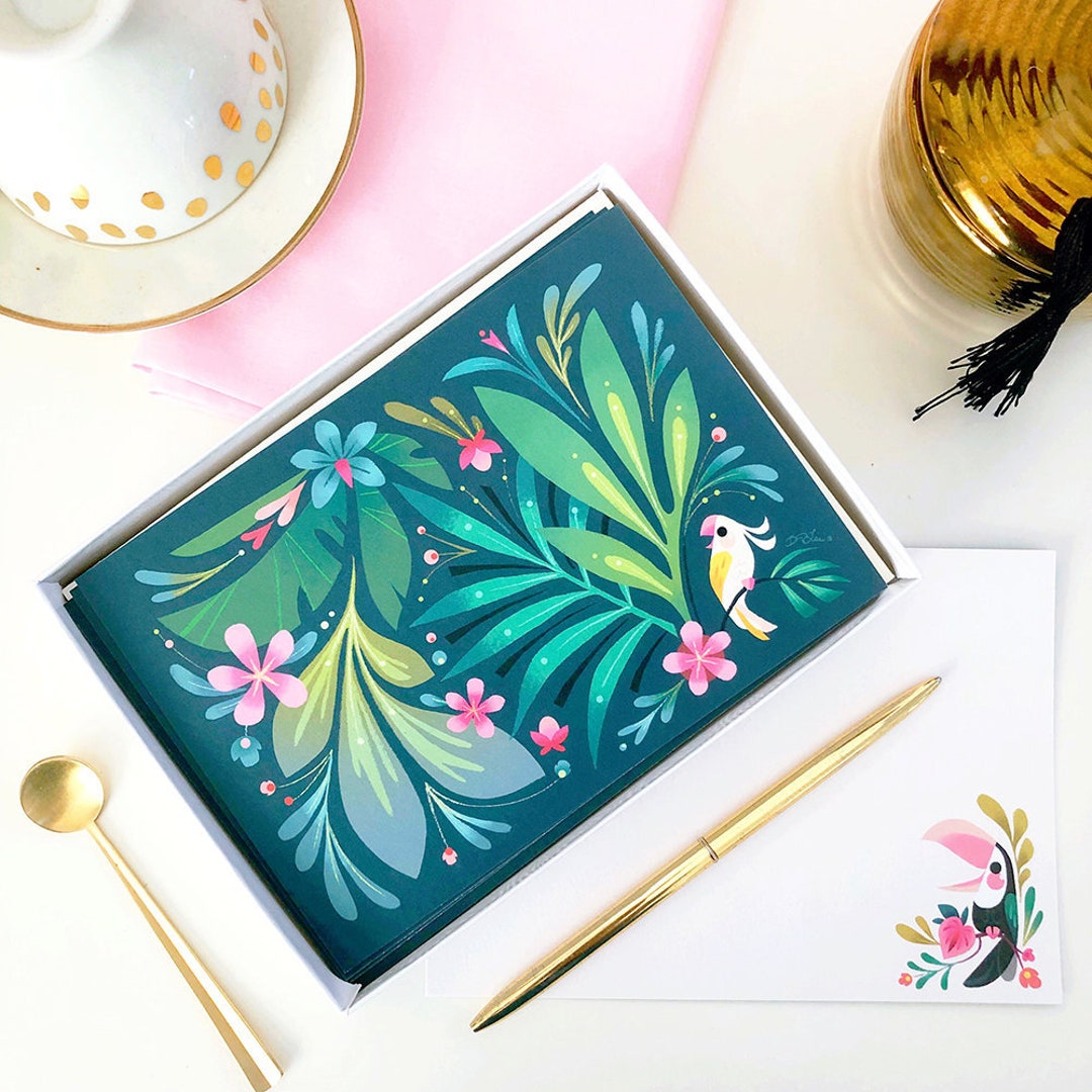 Tropical Greetings Flat Notecards - Set of 12 - Etsy Canada