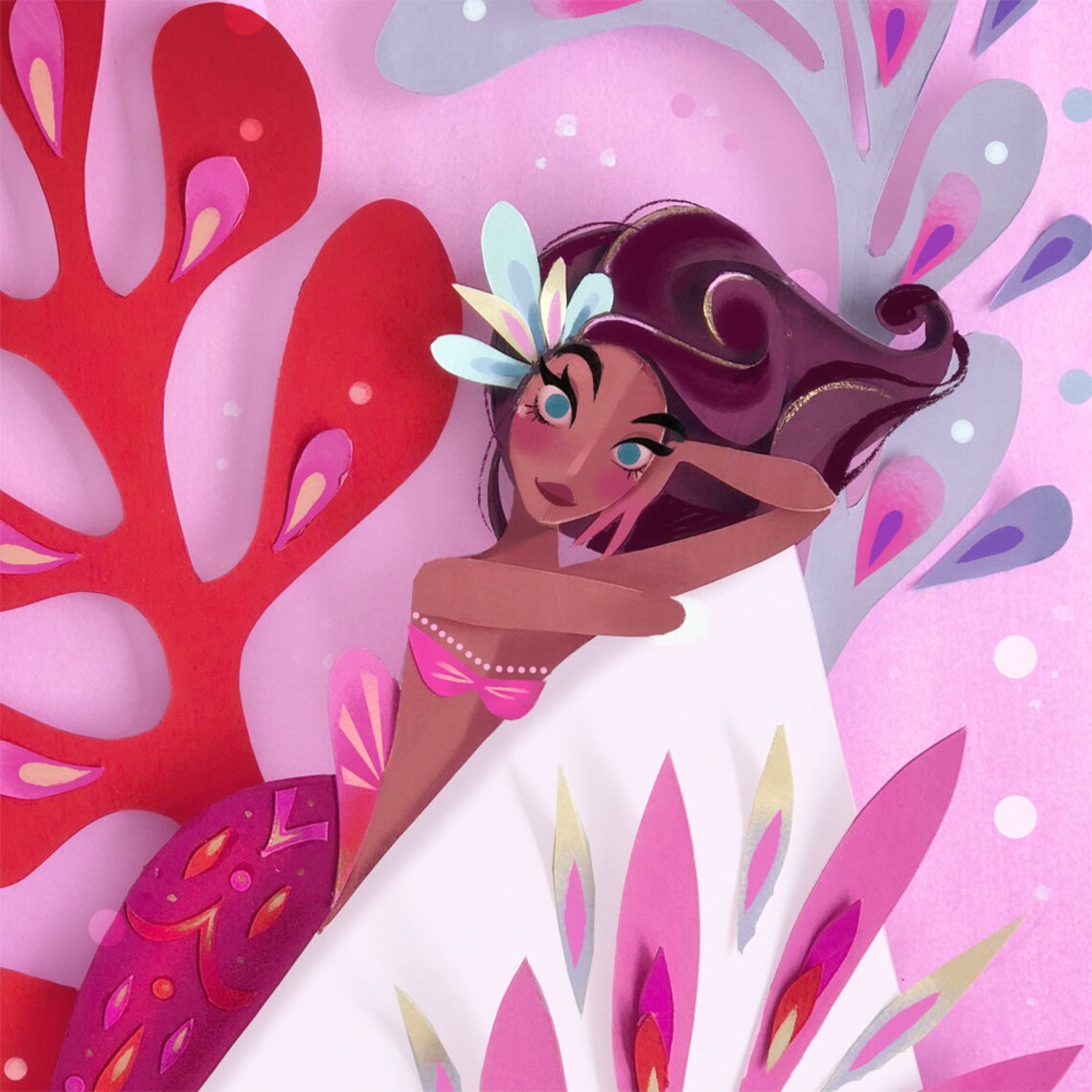 Reclining Siren Print | Etsy