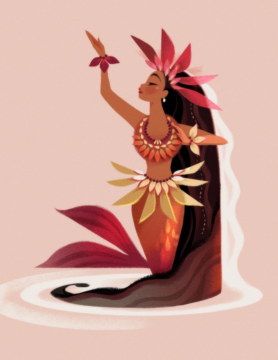 Hula Mermaid Print - Etsy