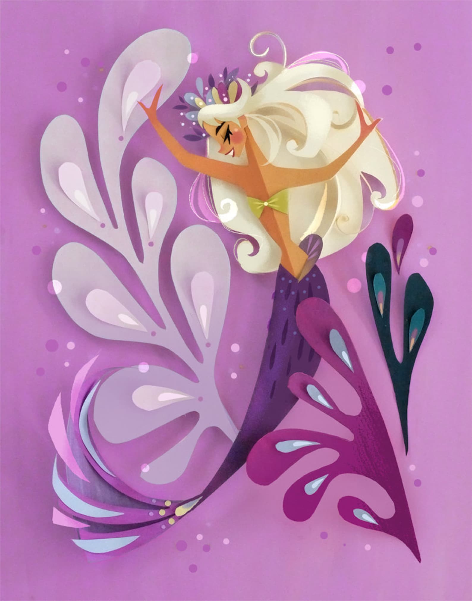 Lavender Lagoon Mermaid Print - Etsy