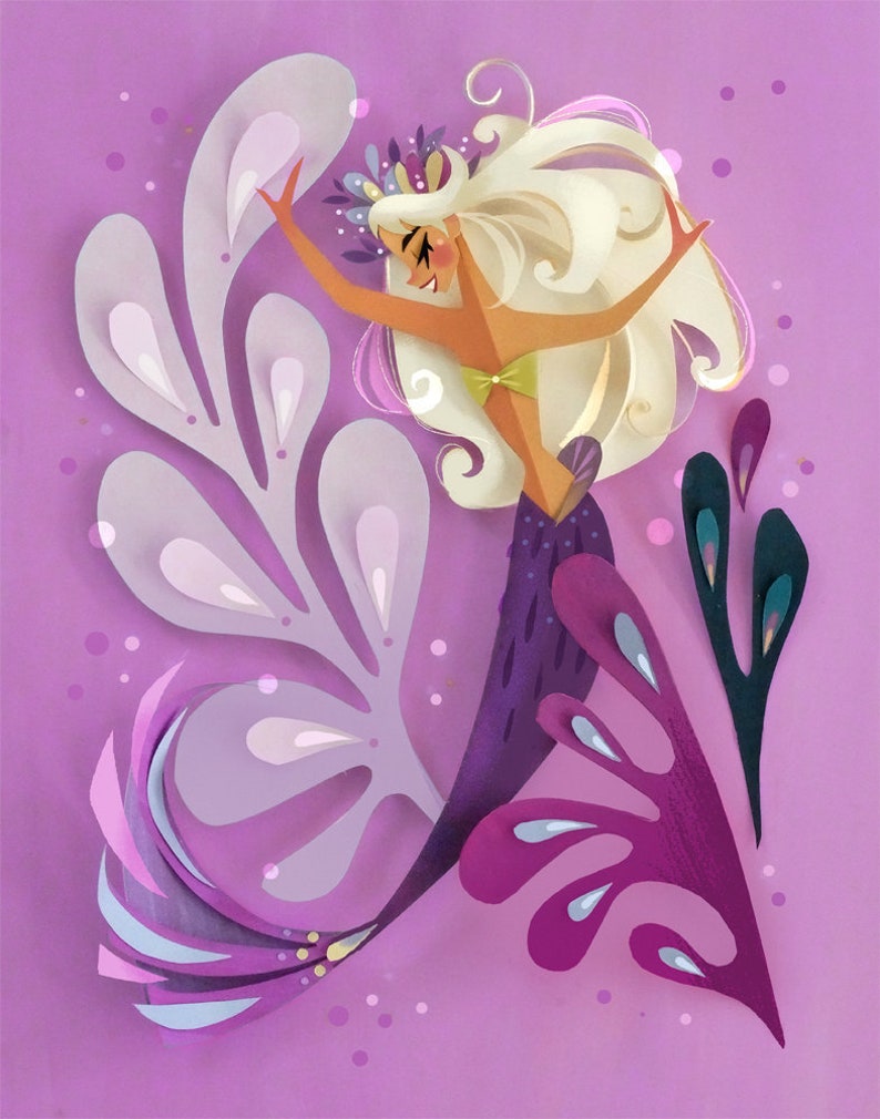 Lavender Lagoon Mermaid Print - Etsy