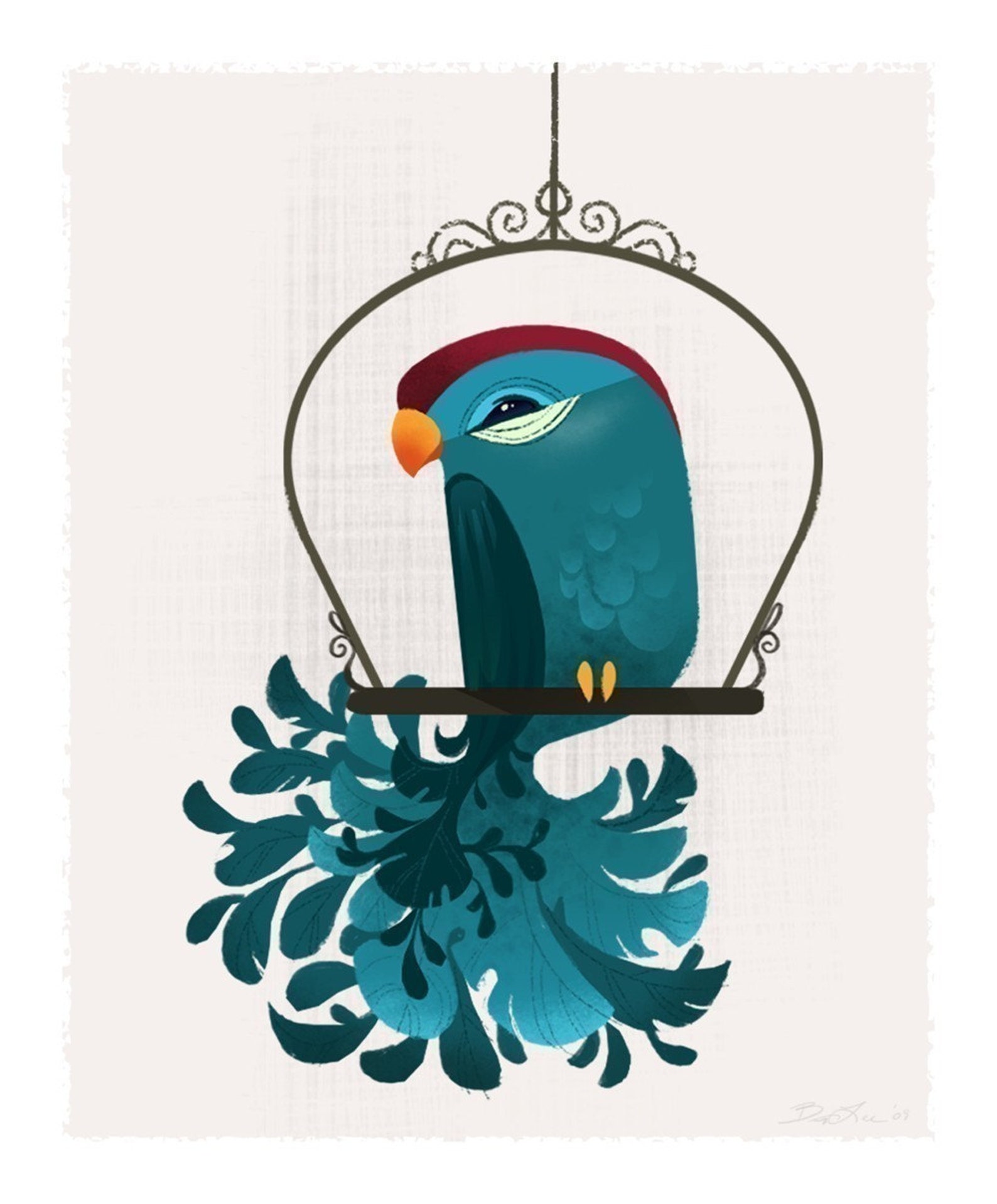 Blue Birdie Mini Print - Etsy