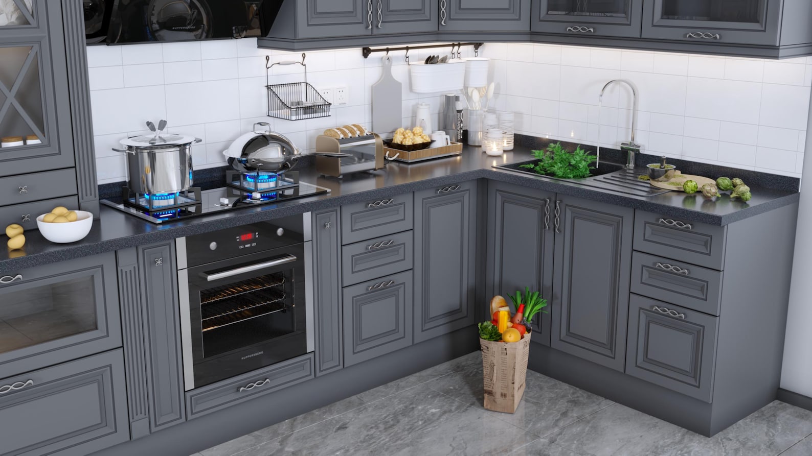 3D Kitchen Modelling, Interior Design, Realistic Render, 3D Rendering ...