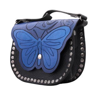 Butterfly Crossbody Bag, Butterfly Painting, Blue Butterfly Tote, Small ...