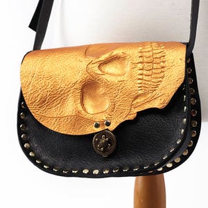 Gold Skull Purse, Leather Realistic Skull, Human Skull Satchel, Human ...