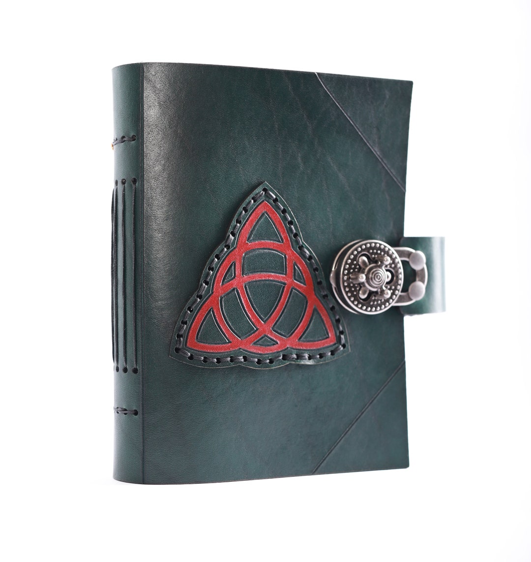 Handmade Leather Spellbook, Celtic Wicca Journal, Trinity Knot Grimoire ...