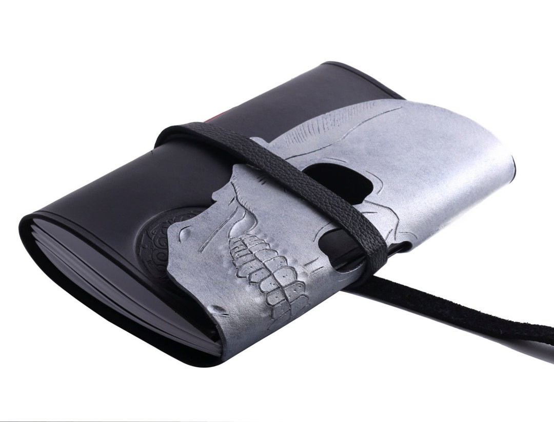 Silver Skull Journal, Skull Journal, Silver Skull, Personalized Leather ...