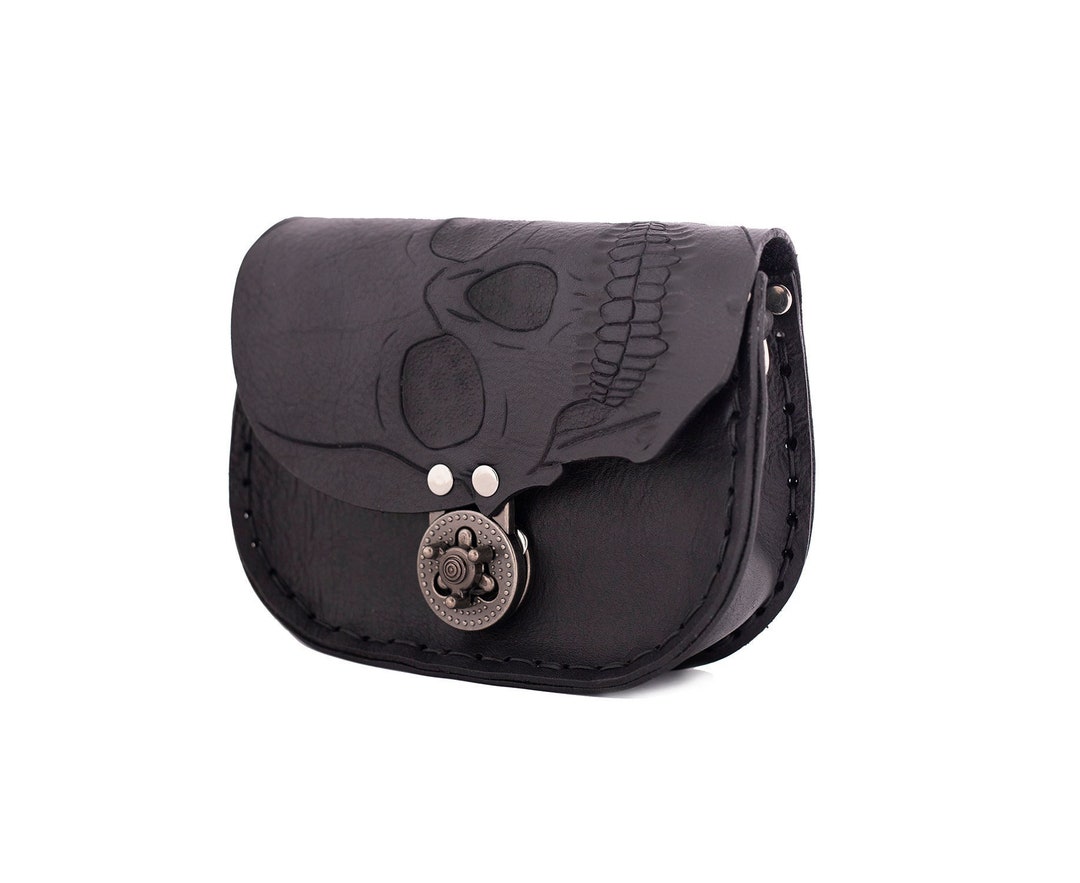 Skull Purse Belt Bag, Human Skull Belt Pouch, Leather Utility Bag ...