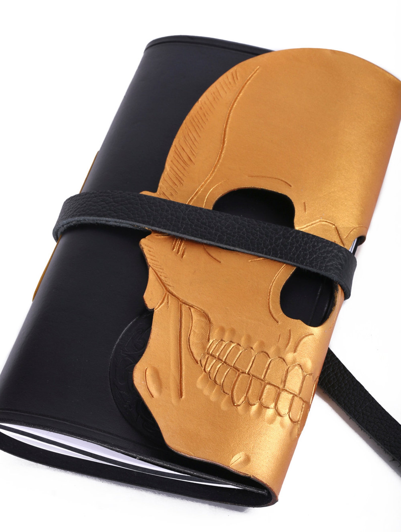 Gold Skull Sugar Skull Leather Notebook Writing Blank Book - Etsy