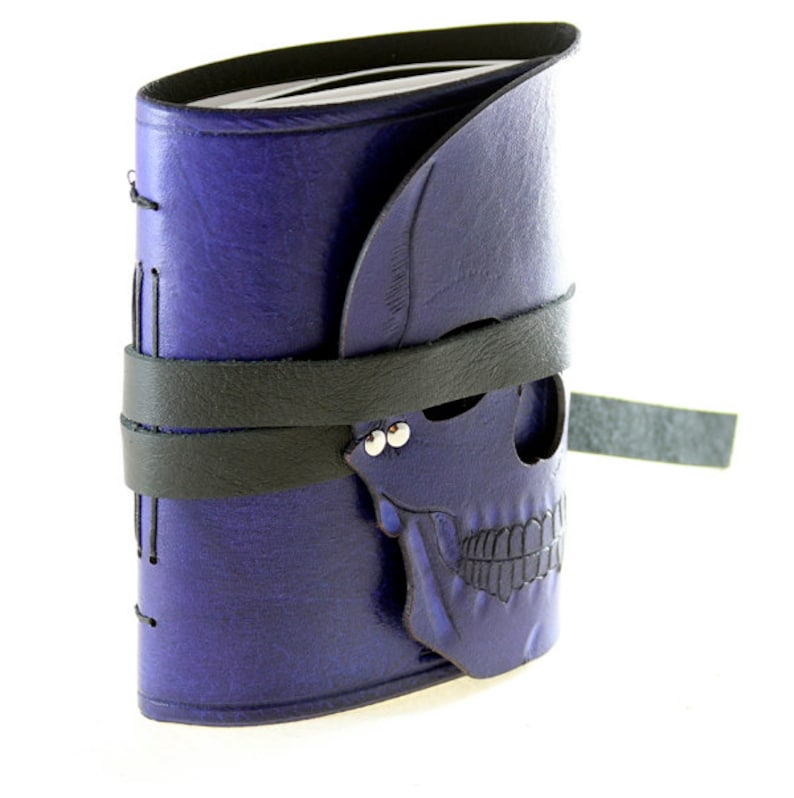 Skull Leather Journal Purple Journal Hand Bound Journal | Etsy