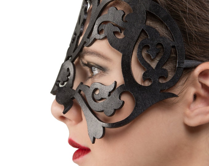 Leather Mask, Masquerade Mask, Halloween Mask, Costume, Black Leather ...