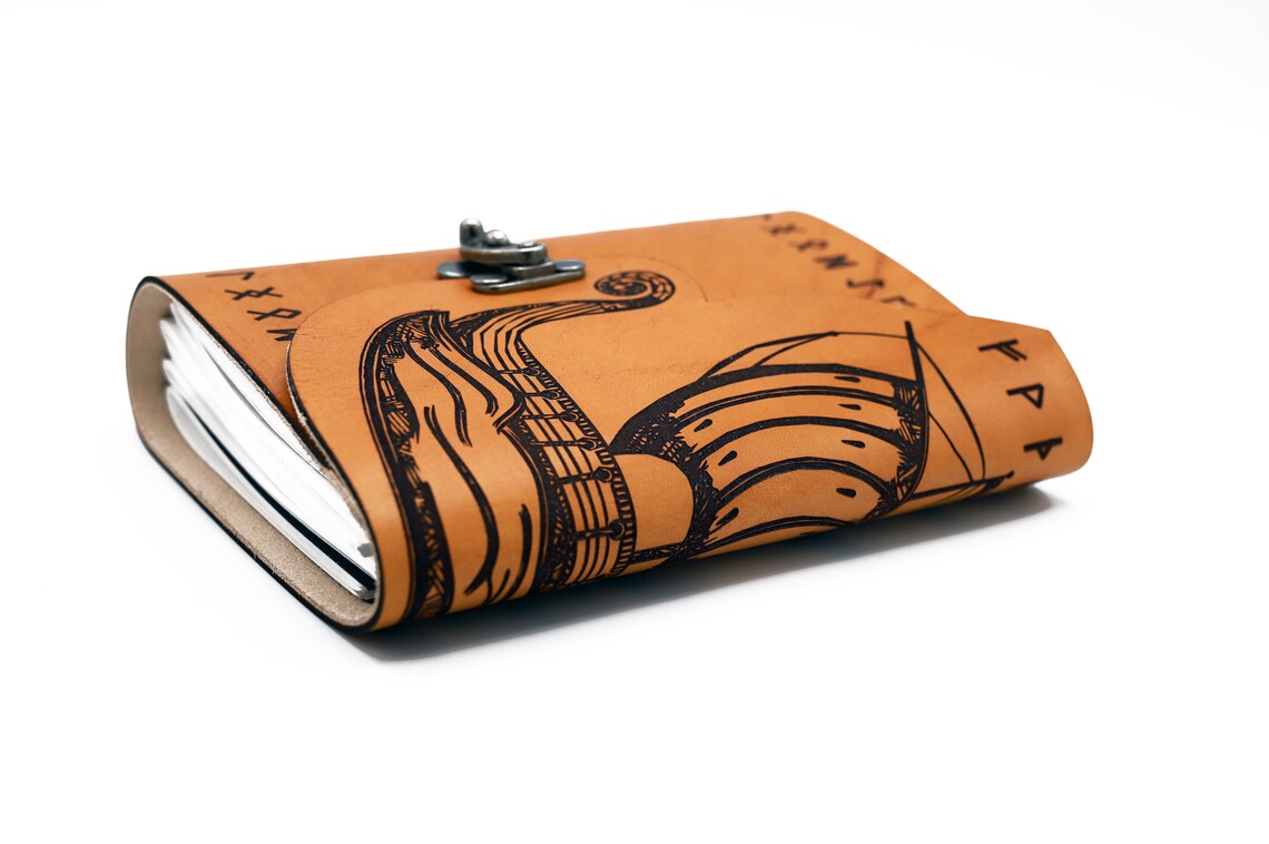 Viking Ship Journal Viking Boat Leather Book Viking Long | Etsy