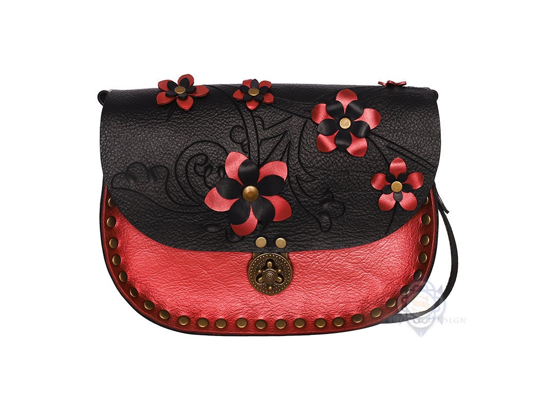 Cherry Blossom Crossbody Leather Bag Pink Flowers Purse | Etsy