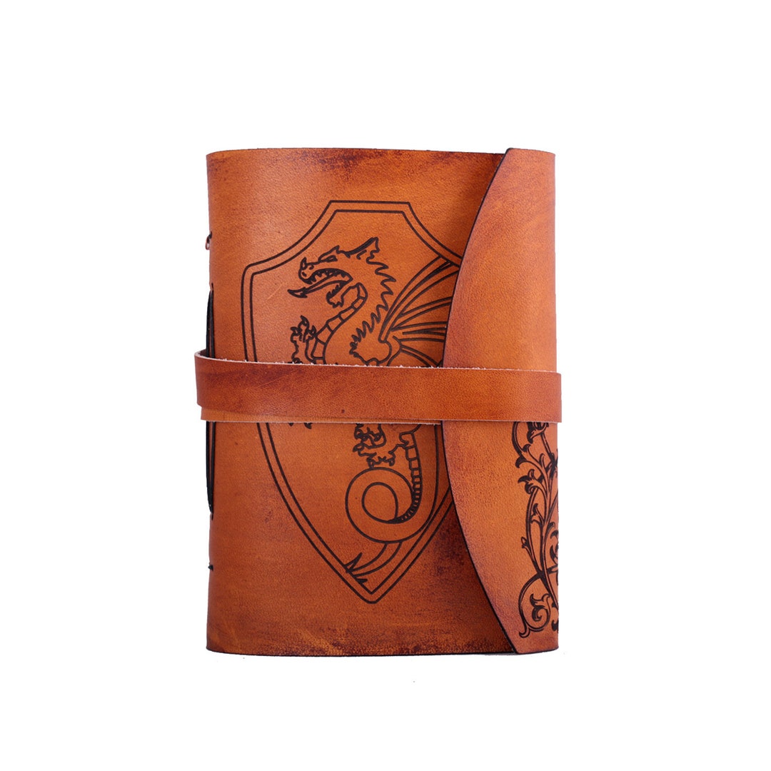 Dragon Journal. Personalized Journal. Lined Paper. Antique Leather ...