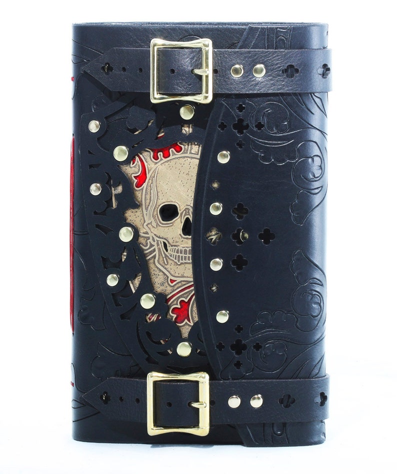 Leather Journal Skull Journal Leather Skull Metal Journal - Etsy