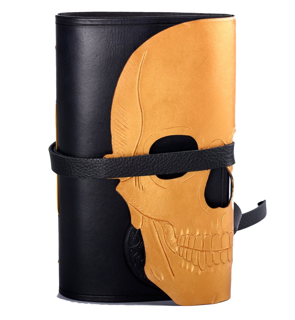 Gold Skull Sugar Skull Leather Notebook Writing Blank Book - Etsy