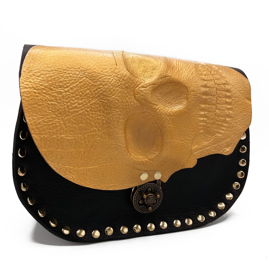 Gold Skull Purse, Leather Realistic Skull, Human Skull Satchel, Human ...