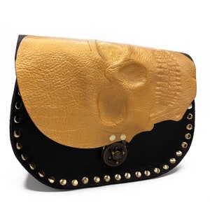Gold Skull Purse, Leather Realistic Skull, Human Skull Satchel, Human ...