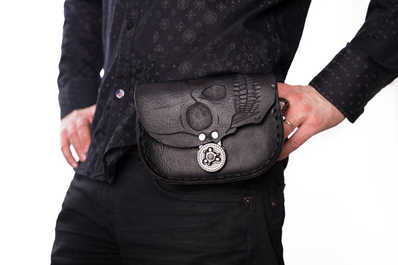 Skull Purse Belt Bag Human Skull Belt Pouch Leather Utility - Etsy