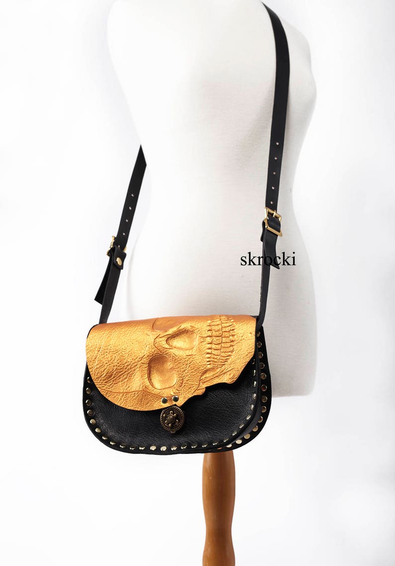 Gold Skull Purse Leather Realistic Skull Human Skull | Etsy