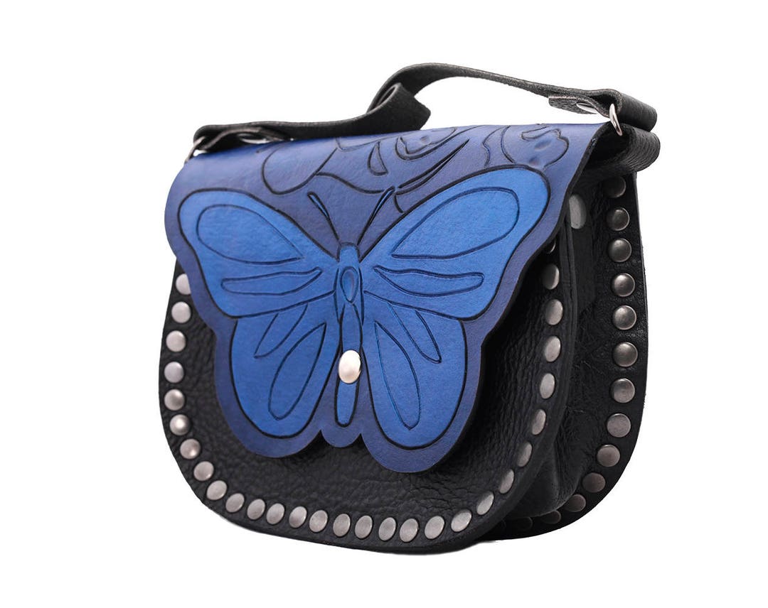 Butterfly Crossbody Bag, Butterfly Painting, Blue Butterfly Tote, Small ...
