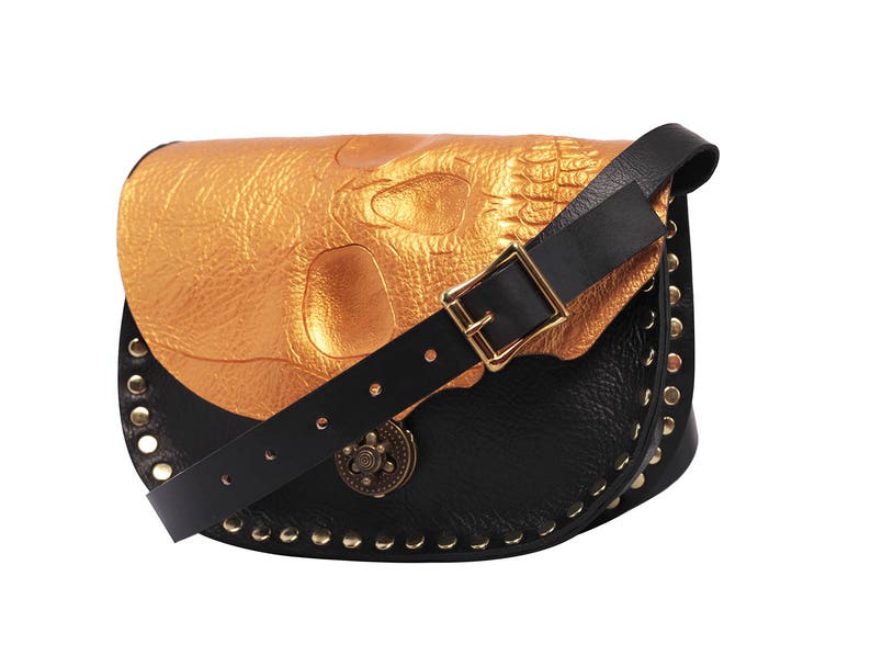 Gold Skull Purse Leather Realistic Skull Human Skull | Etsy