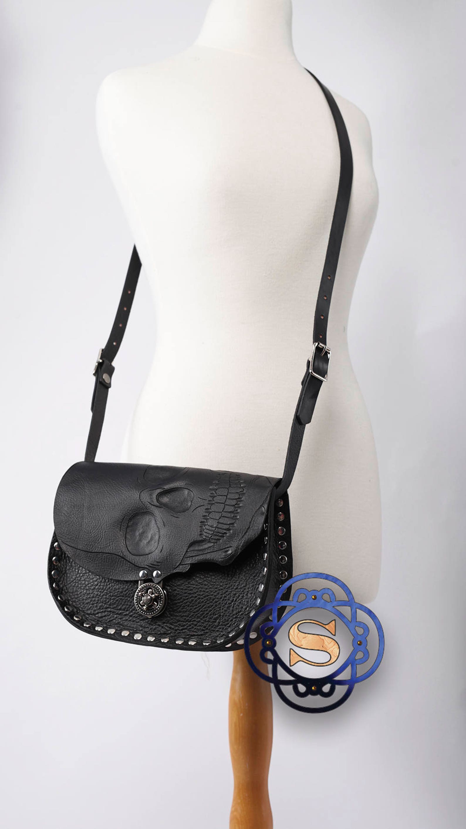 Human Skull Purse Realistic Human Skull Biker Bag Cross | Etsy