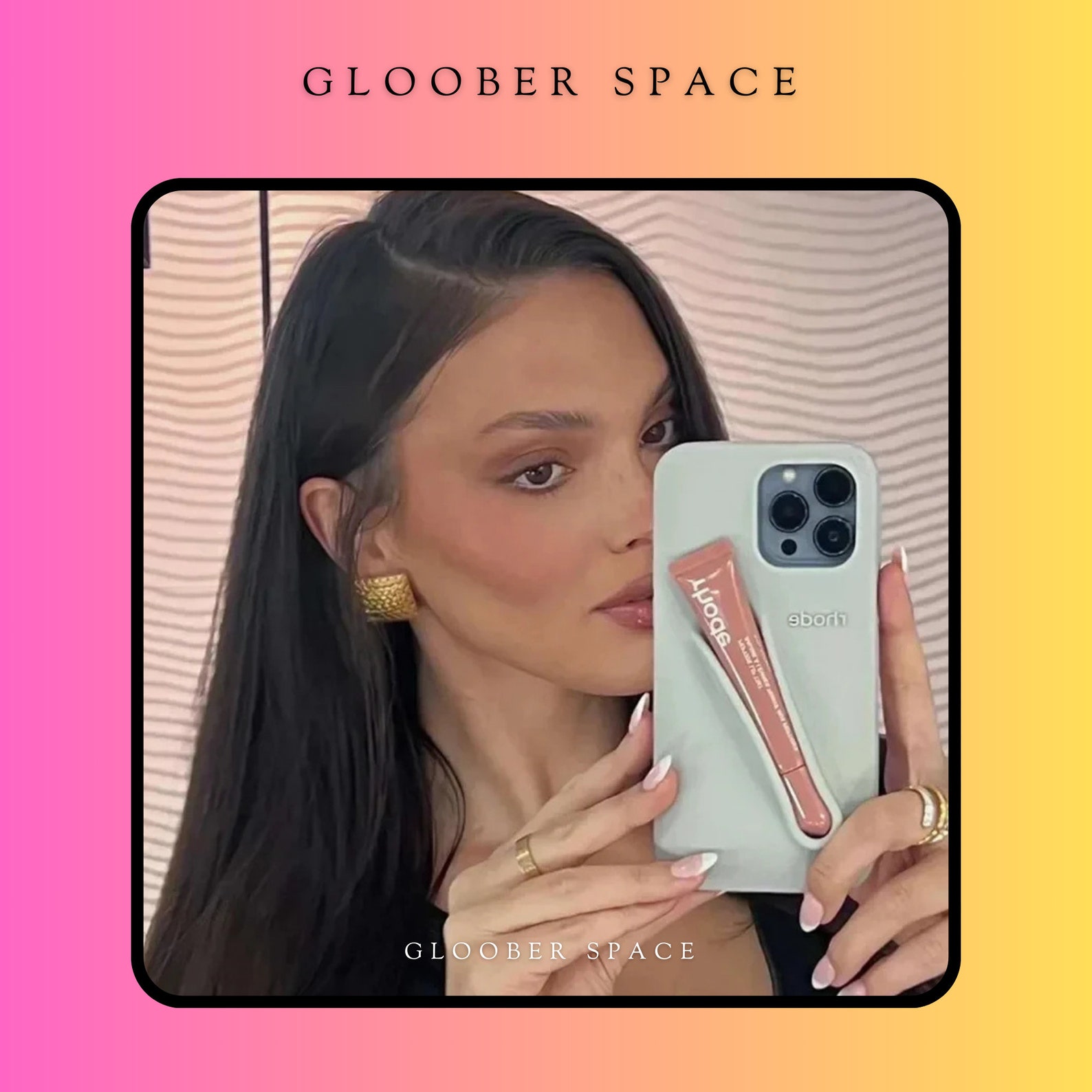 New Rhode iPhone Case Peptide Holder Beige Lipstick Holder Protection ...