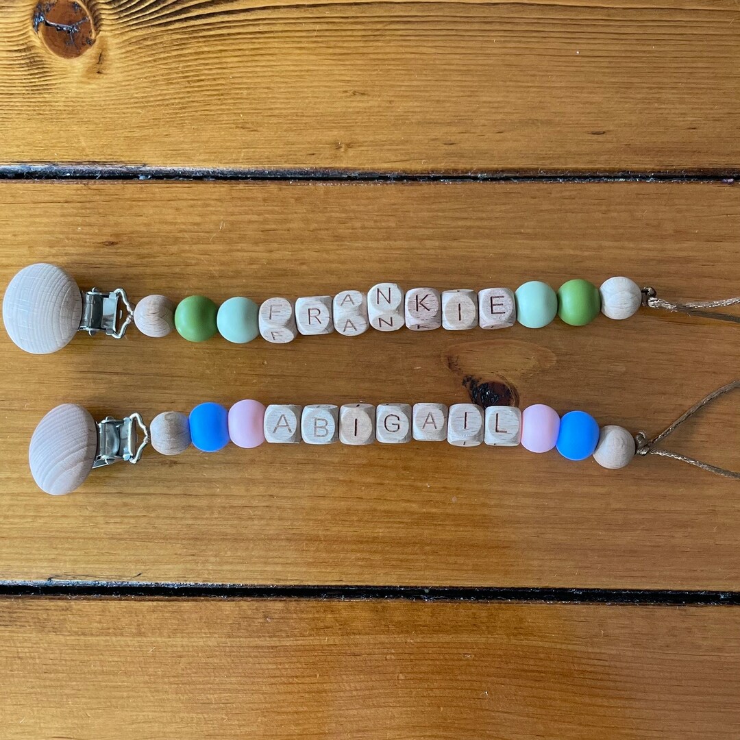 Personalized Wood Baby Name Pacifier Clip, Newborn Gift, Custom Baby ...
