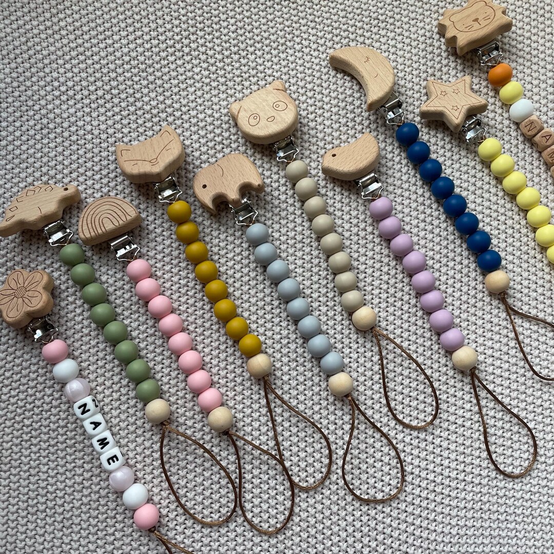 Custom Pacifier Clip With Different Shapes and Animals Add Babys Name ...