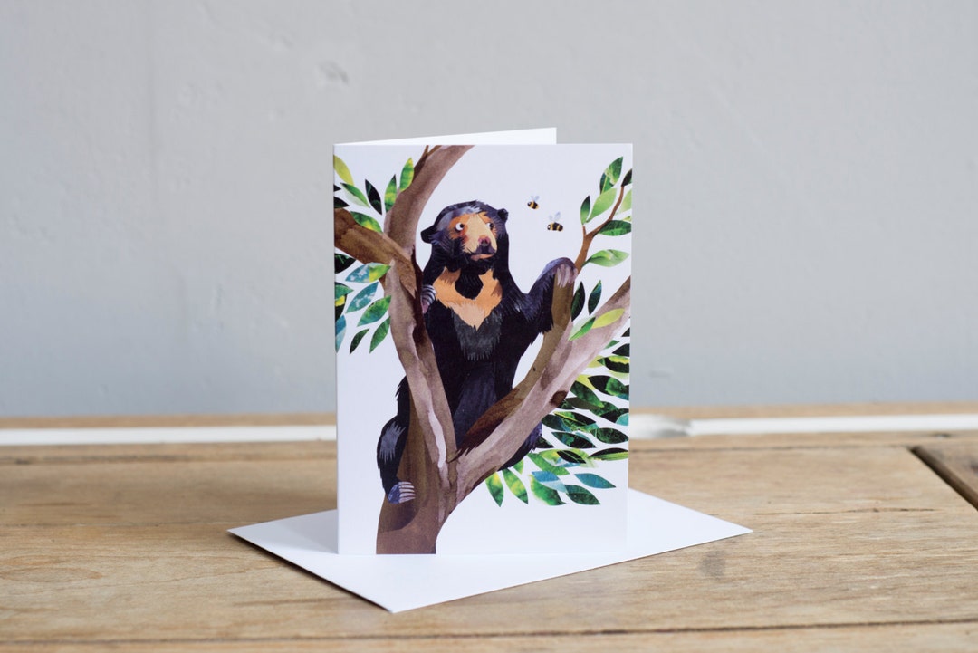 Sun Bear & Bees Greetings Card - Etsy