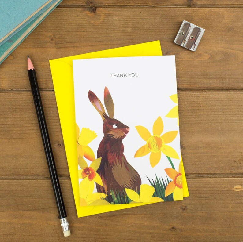 Thank You Rabbit Greetings Card - Etsy