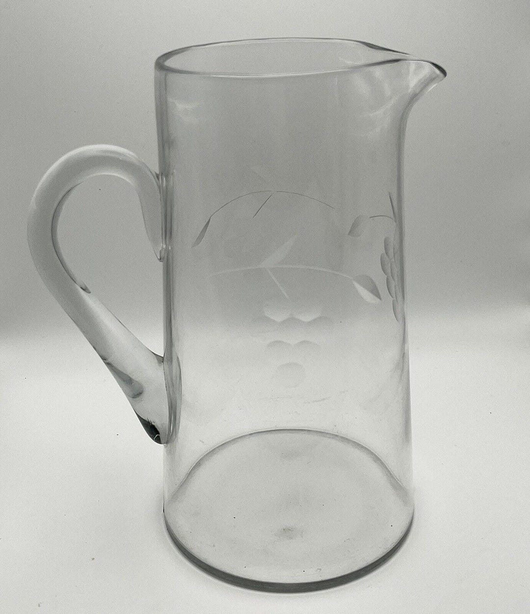 Vintage Clear Glass Pitcher With Etched Grapes & Leaves 557 - Etsy