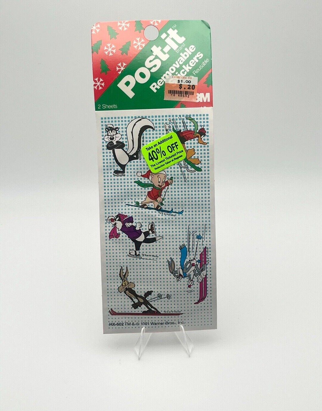 Vintage Post-it Looney Tunes Stickers Winter Theme 1990's Brand New NOS ...