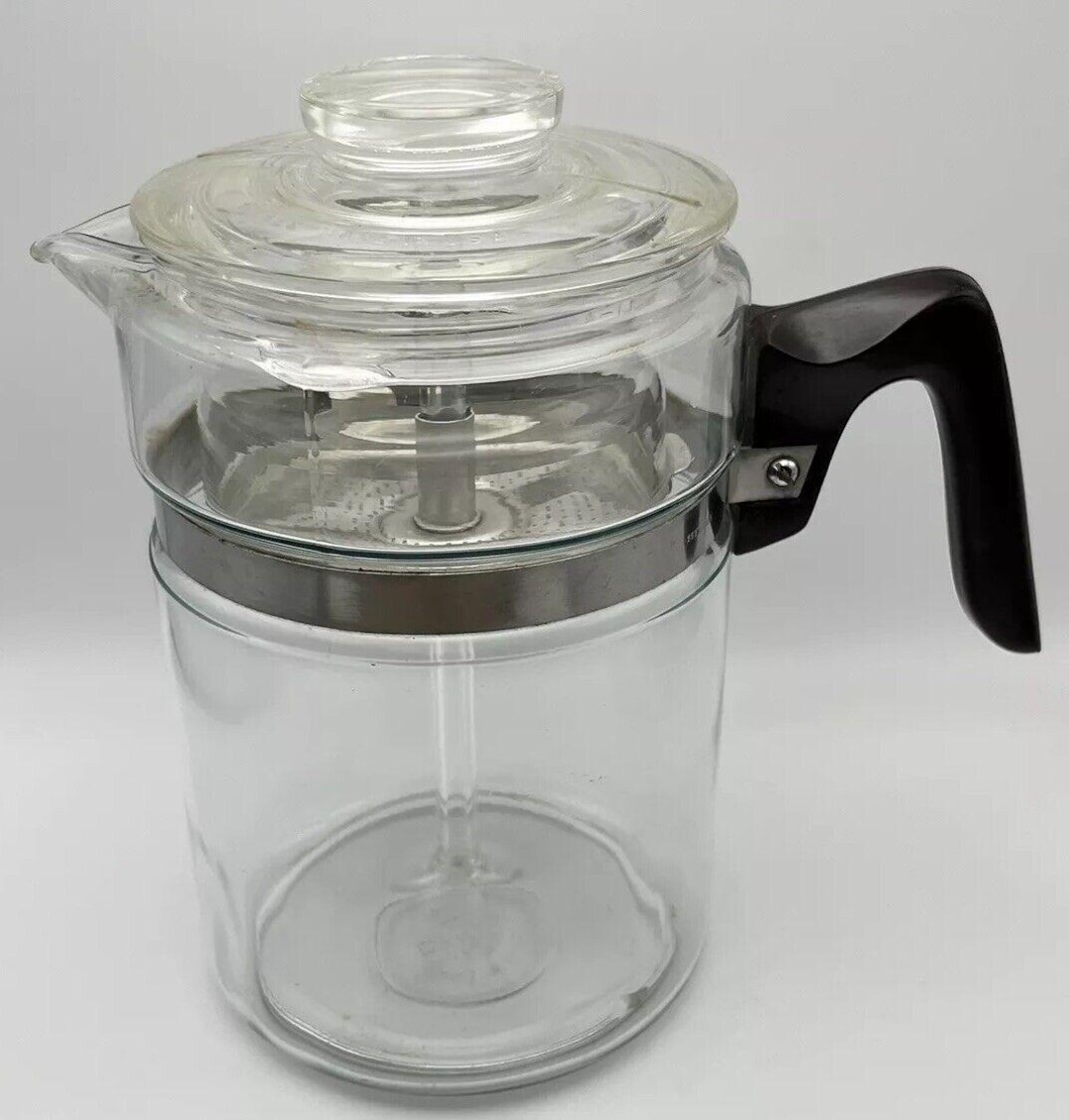Vintage Pyrex Clear Glass Coffee Pot 7826-B Percolator W/ Brown Handle ...