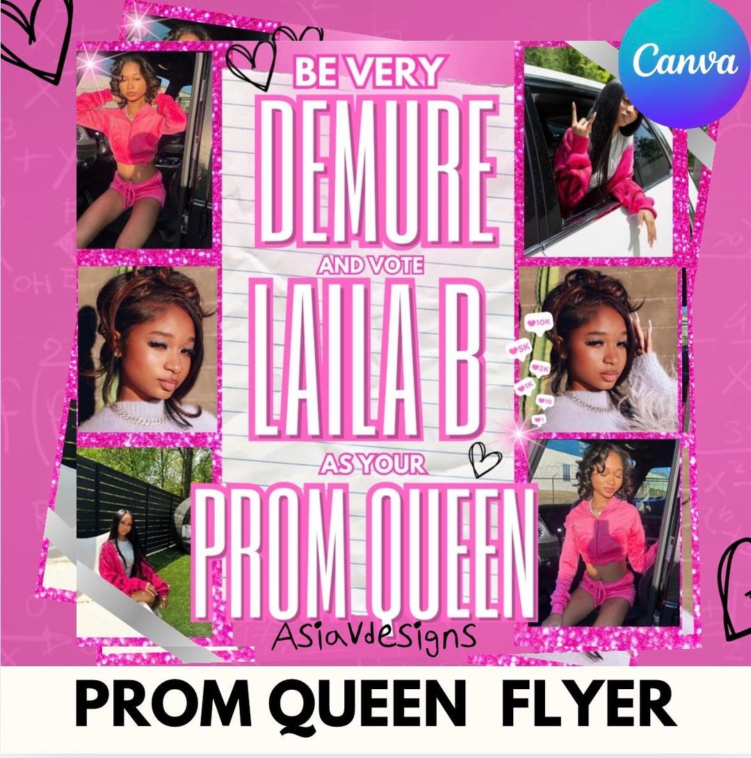 Prom Queen Campaign Flyer, Editable Template (PDF) - Etsy