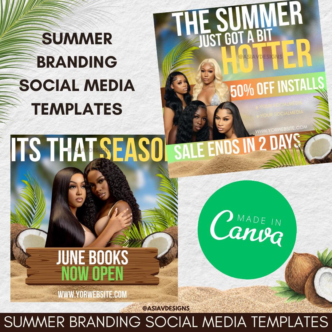 June Summer Booking Flyer Bundle | Editable Canva Instagram Templates ...