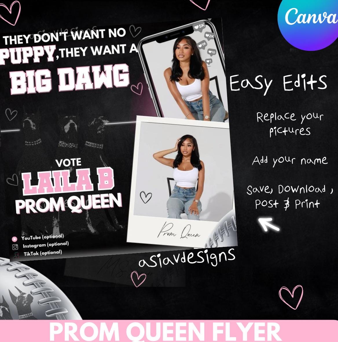 Editable Homecoming Queen Flyer Template (PDF) - Etsy