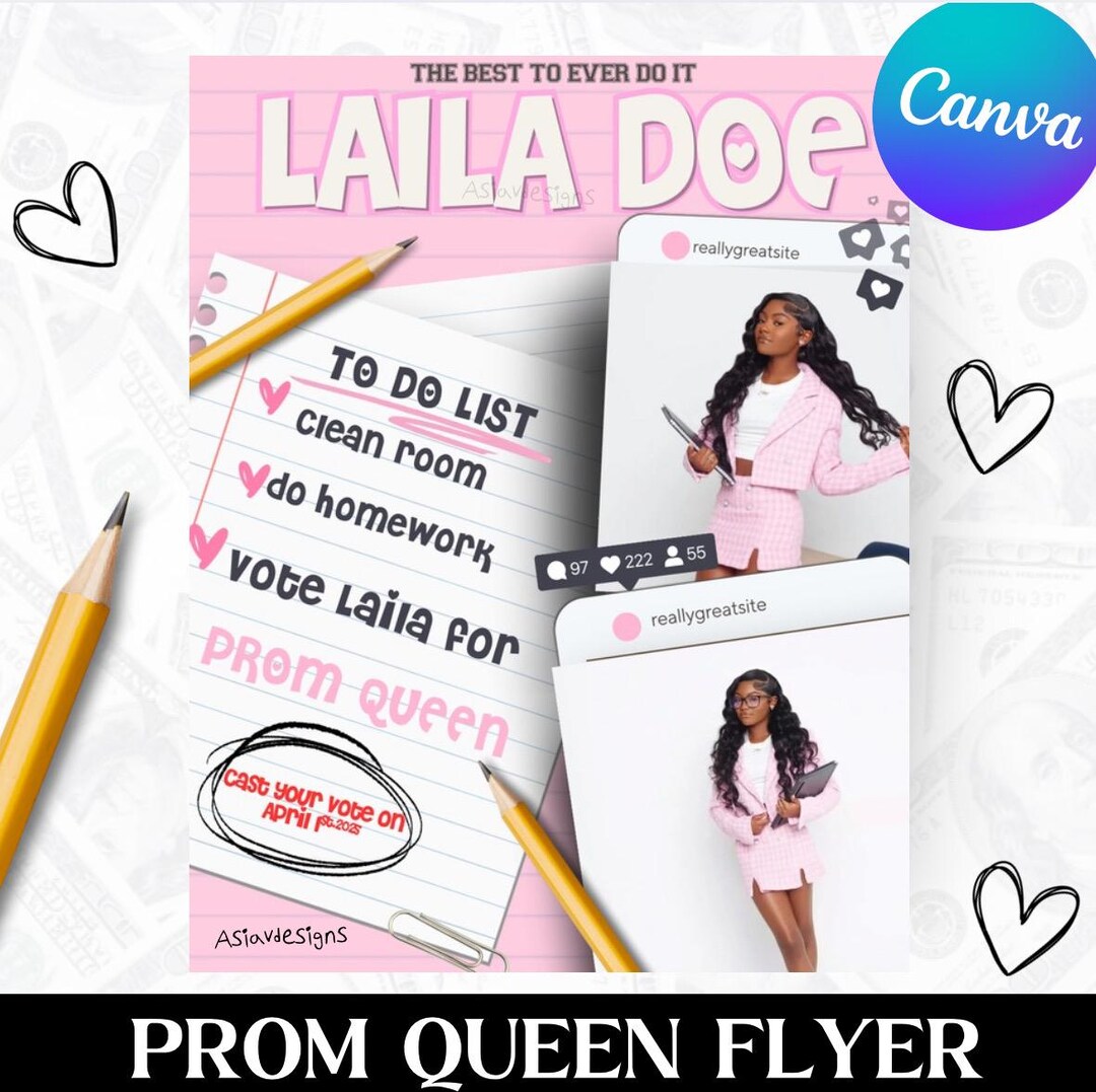 Pink Prom Queen Campaign Flyer, Editable Template (digital Download) - Etsy