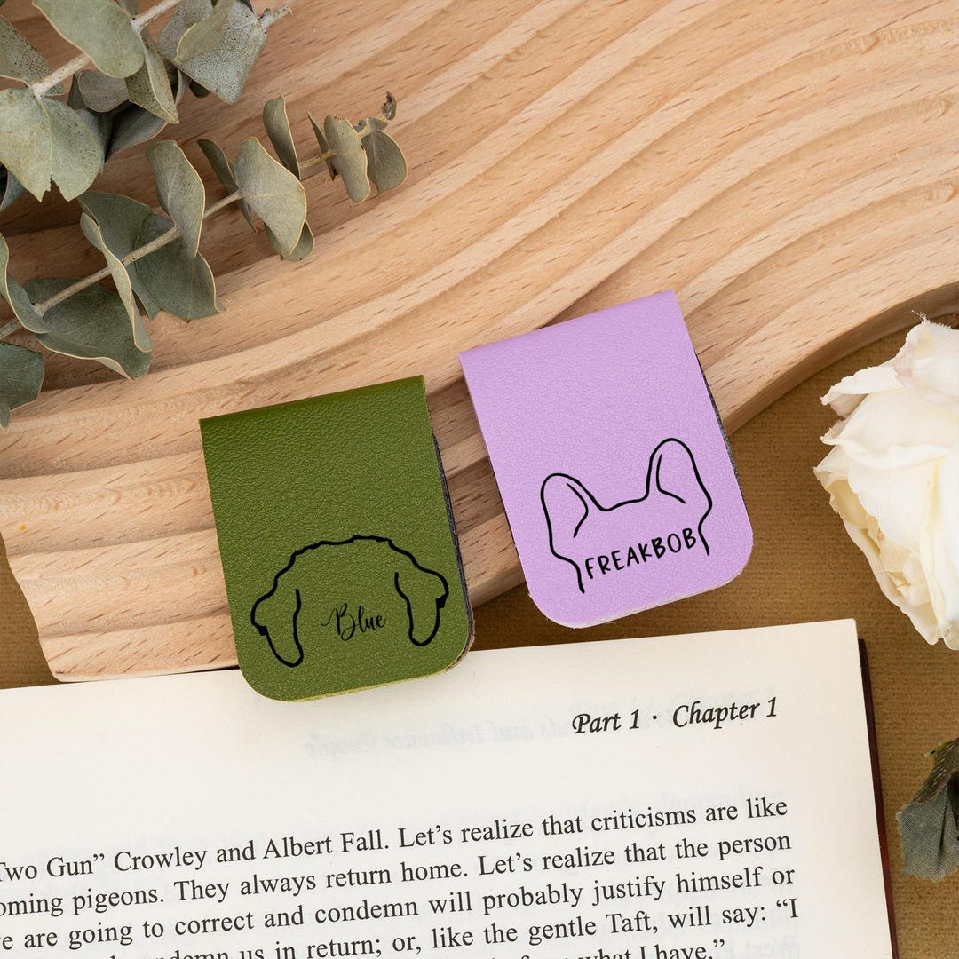 Personalized Dog Magnetic Bookmark, Dog Ears Bookmark With Name, Custom ...