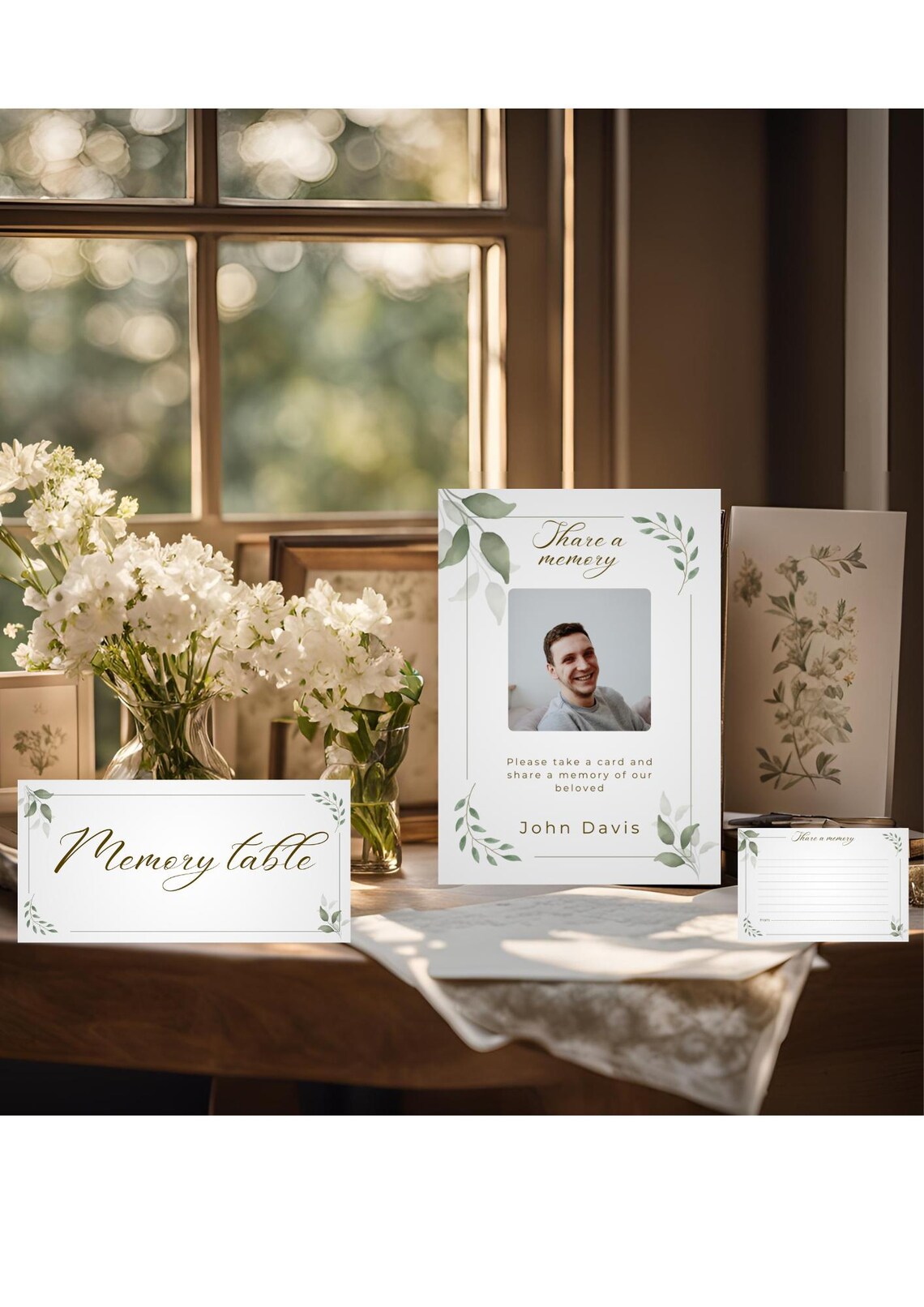 Memory Table Template, Share a Memory Card, Celebration of Life Sign ...