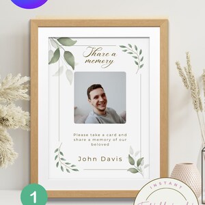 Memory Table Template, Share a Memory Card, Celebration of Life Sign ...