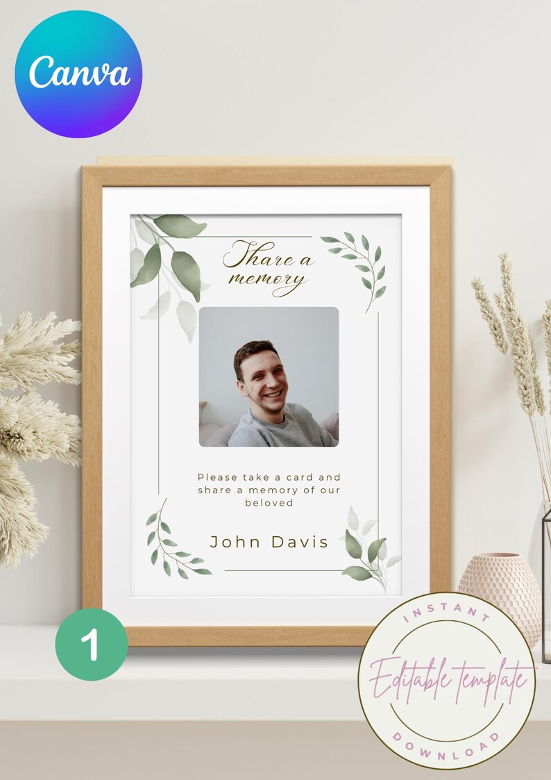 Memory Table Template, Share a Memory Card, Celebration of Life Sign ...