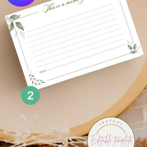 Memory Table Template, Share a Memory Card, Celebration of Life Sign ...