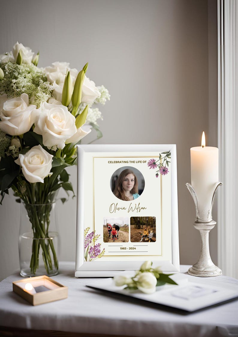 Memorial Picture Sign Template, Customizable Memorial Photo, Printable ...