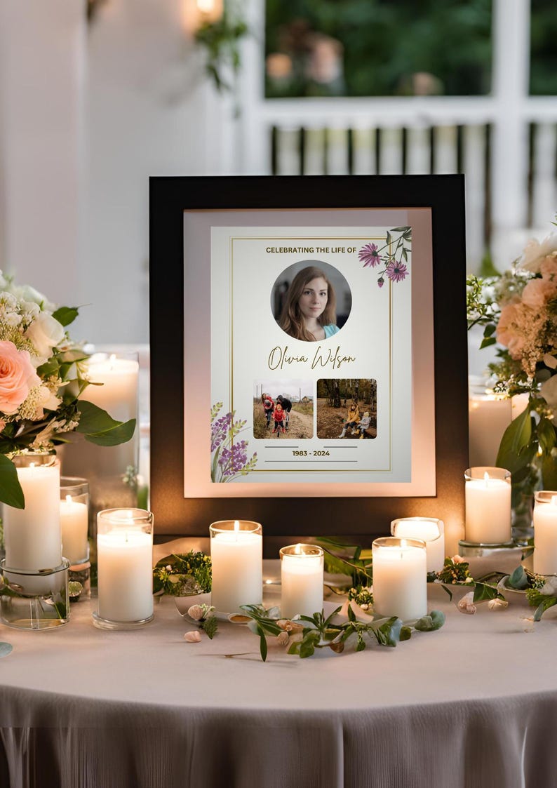 Memorial Picture Sign Template, Customizable Memorial Photo, Printable ...
