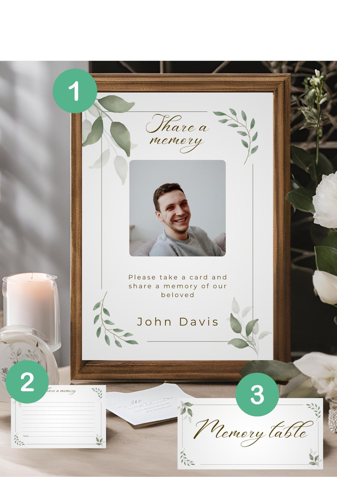 Memory Table Template, Share a Memory Card, Celebration of Life Sign ...