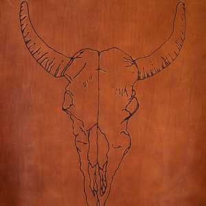 Western Cow Skull Leather Flag - Etsy